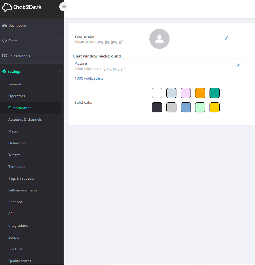 Account customization | Chat2Desk.com Knowledge base